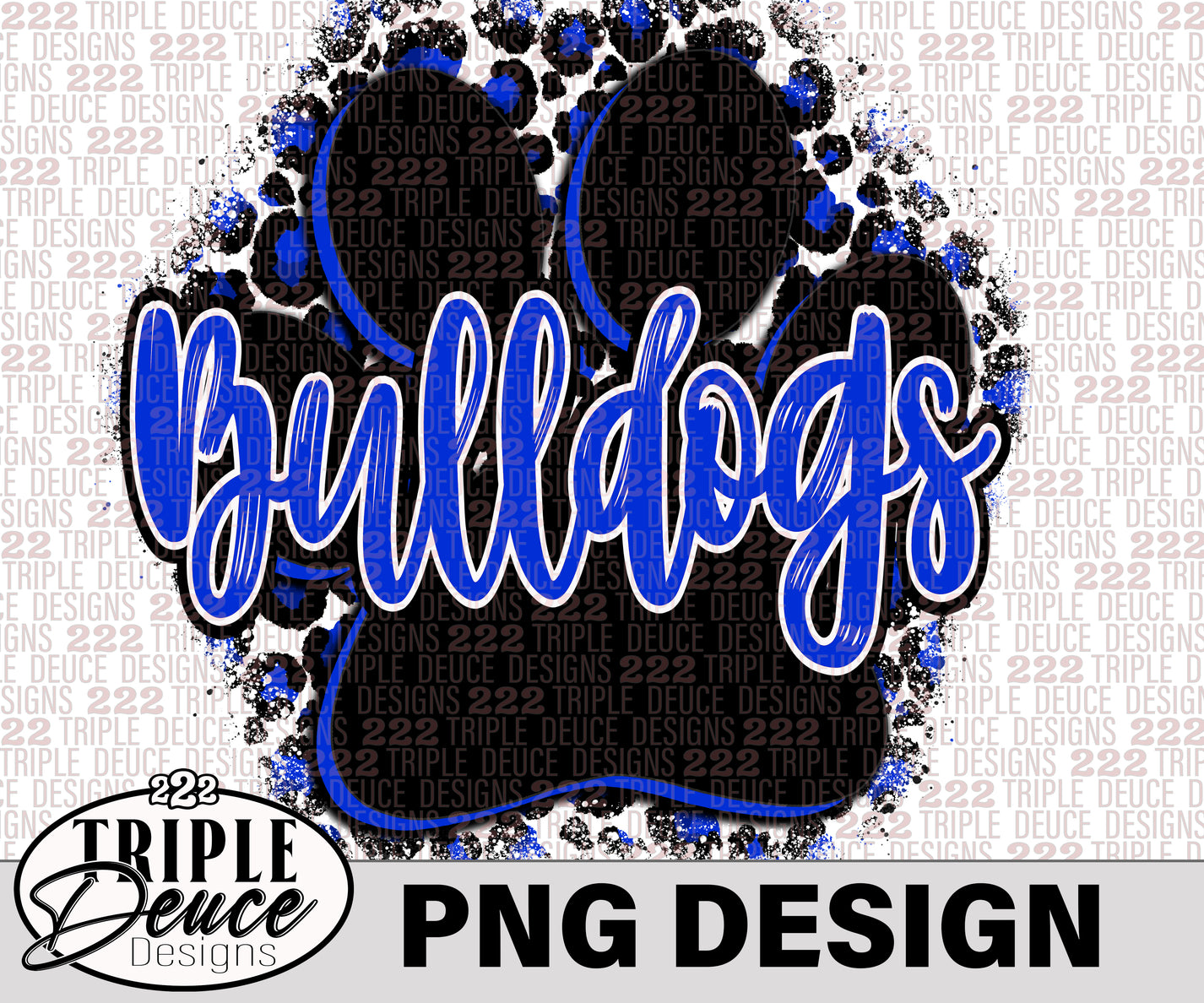 Bulldogs Pawprint - Blue PNG Design – Triple Deuce Designs